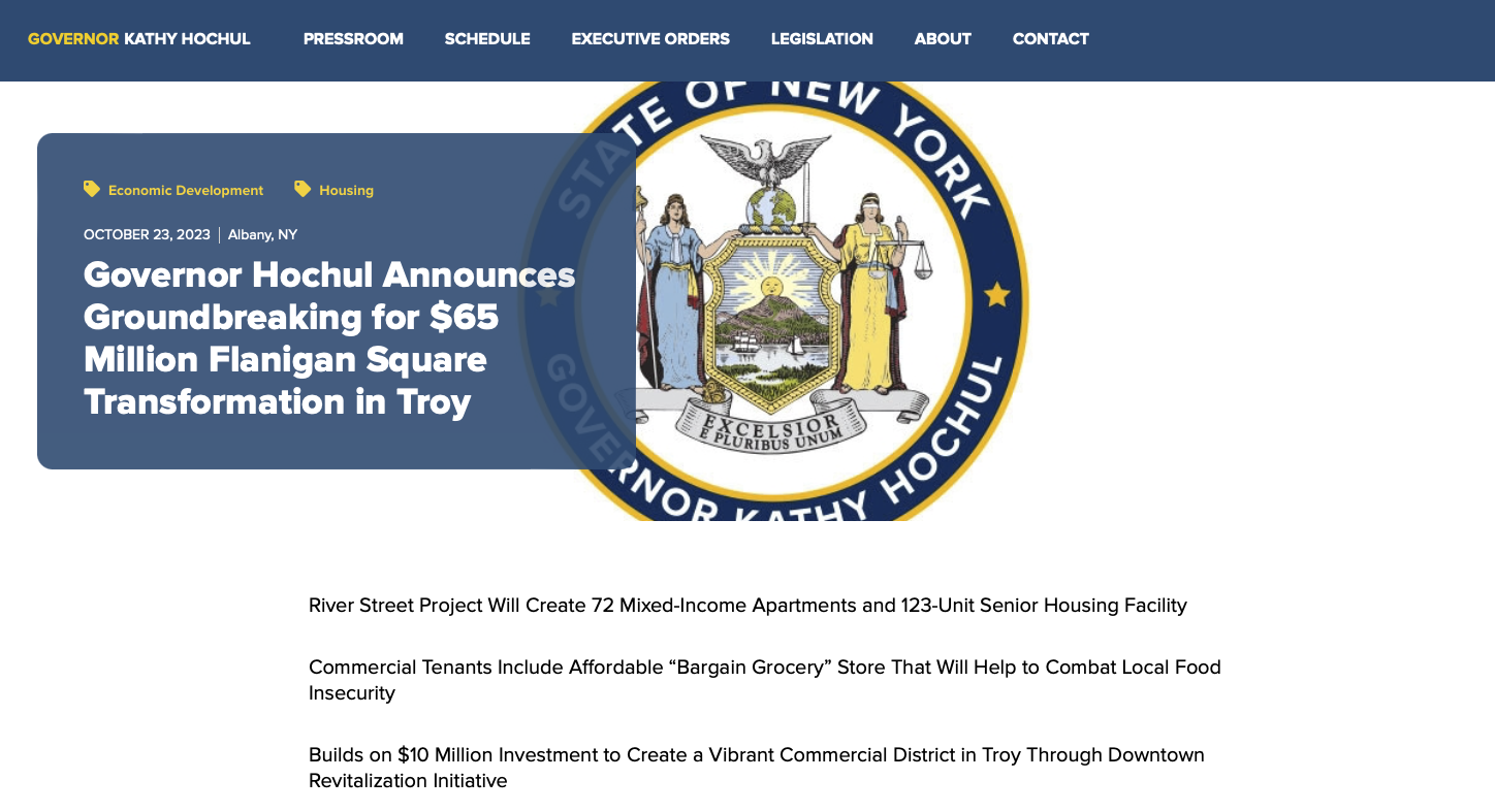 Governor Hochul Annouces Groundbreaking on Flanigan Square and Bargain ...