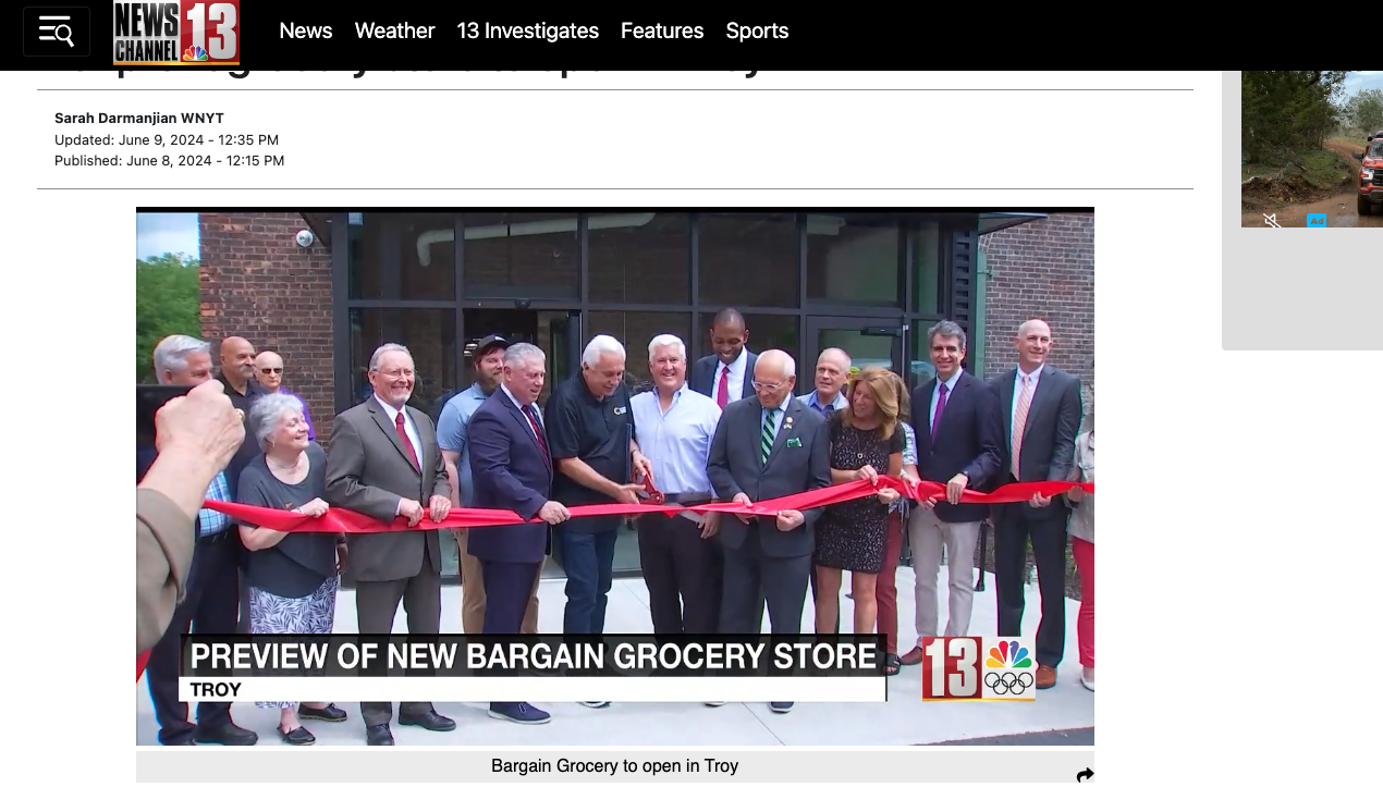 WNYT News Channel 13 Covers Bargain Grocery Troy Ribbon Cutting ...